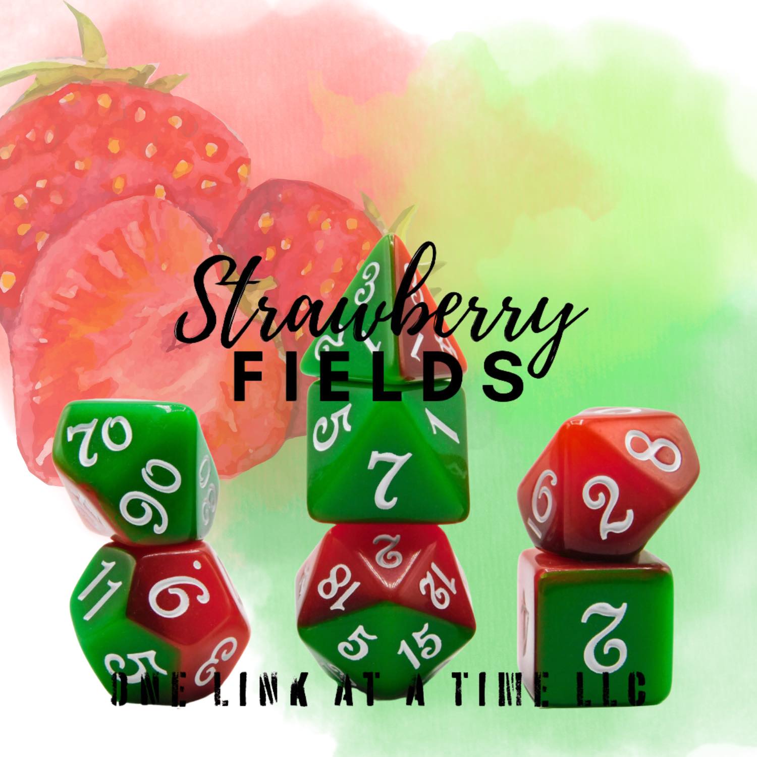 [STRAWBERRY FIELDS] ACRYLIC DICE SET – ONE LINK AT A TIME
