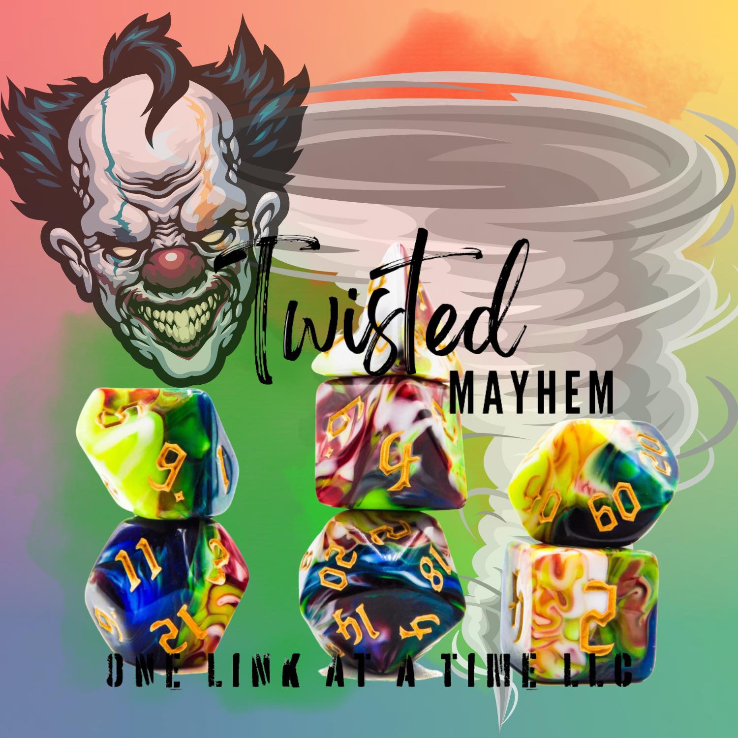 [TWISTED MAYHEM] ACRYLIC DICE SET – ONE LINK AT A TIME