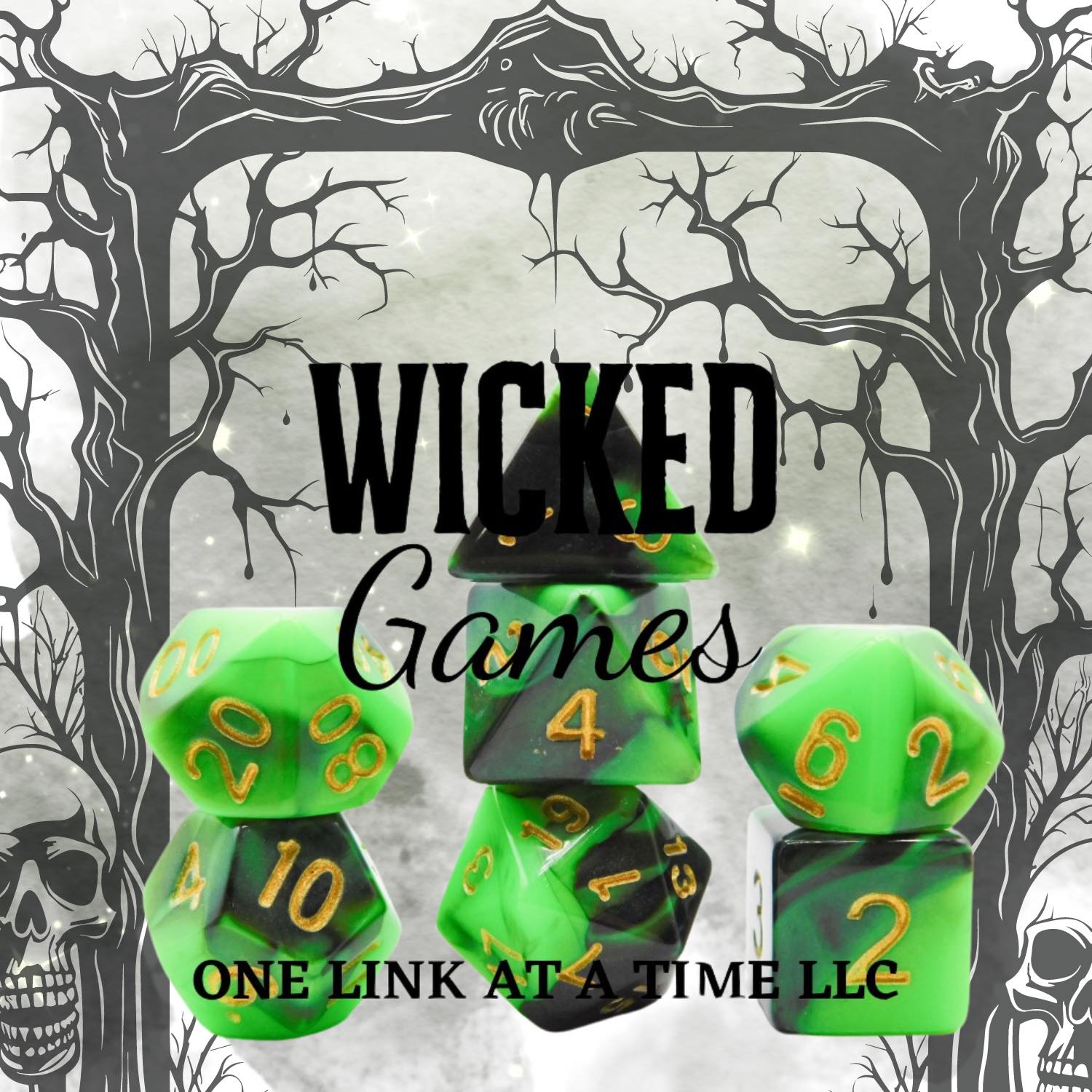 [WICKED GAMES] ACRYLIC DICE SET – ONE LINK AT A TIME